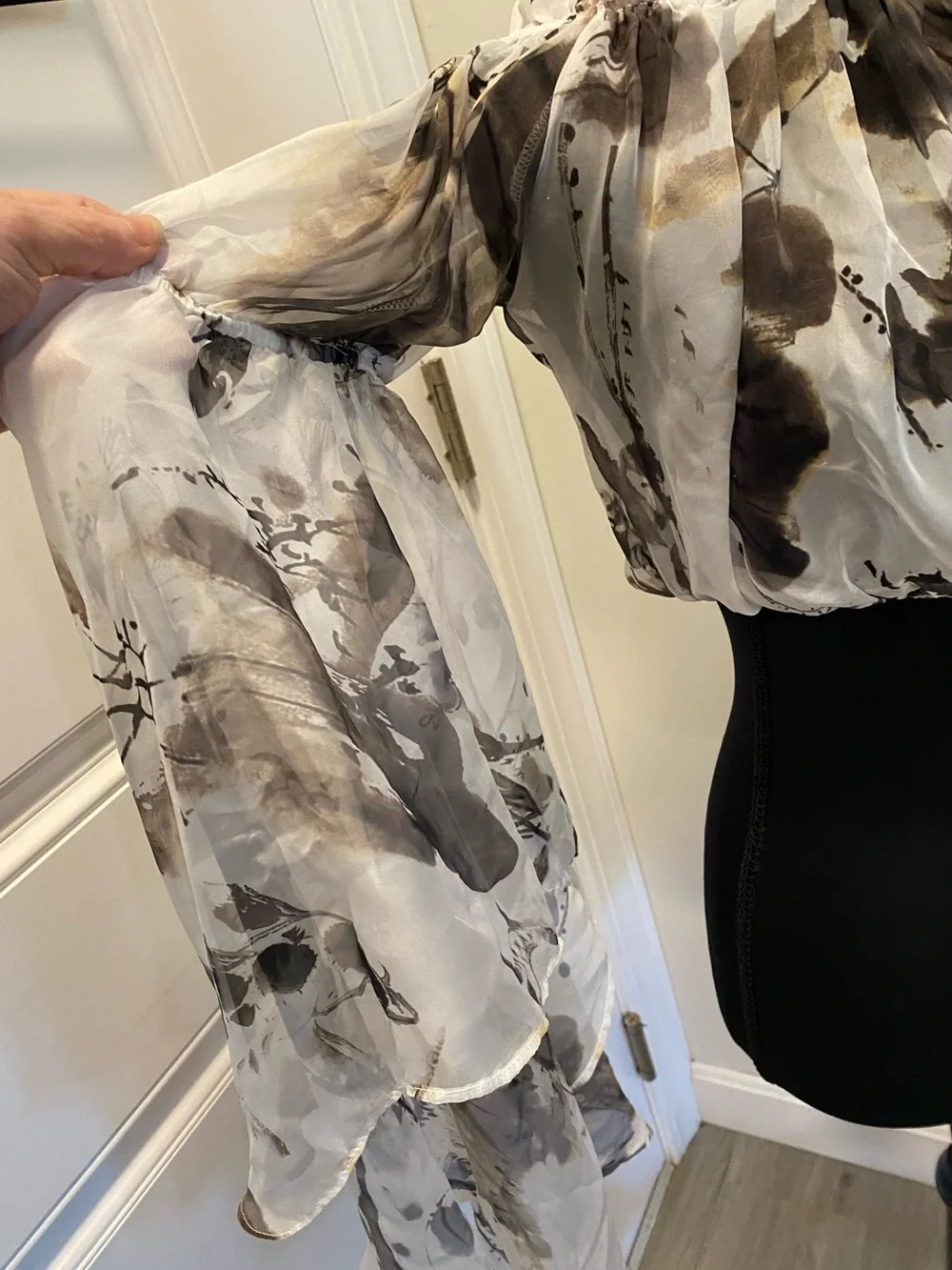 AKIRA | Tops | Romantic Sheer Watercolor Abstract Print Long Layered ...